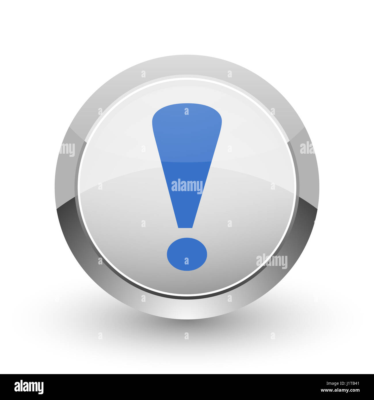 Exclamation sign chrome border web and smartphone apps design round ...