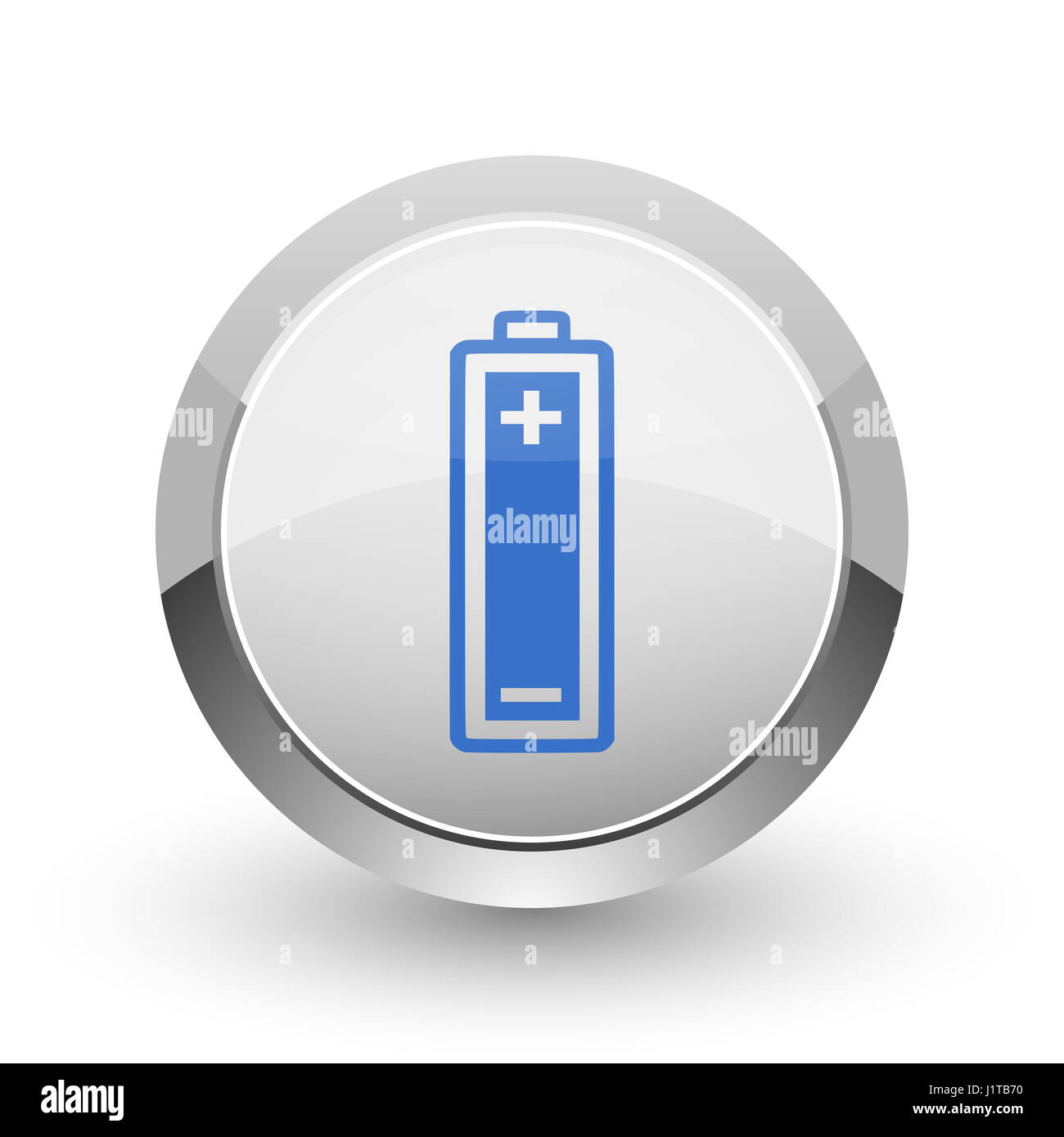 Battery chrome border web and smartphone apps design round glossy icon ...