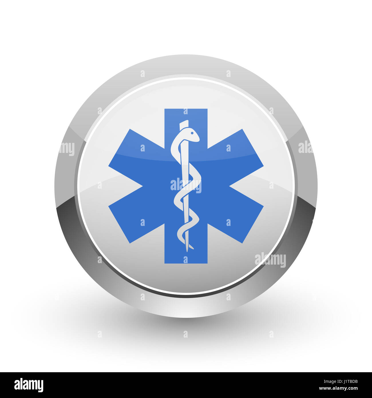 Emergency chrome border web and smartphone apps design round glossy ...
