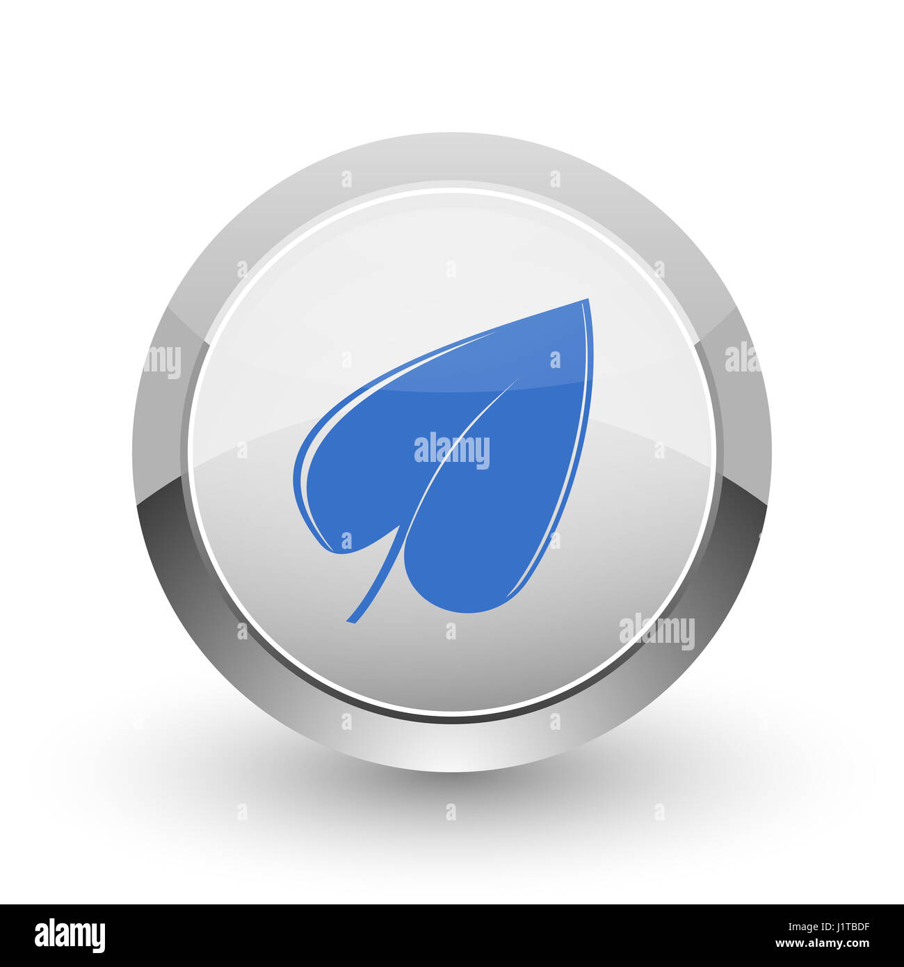 Leaf chrome border web and smartphone apps design round glossy icon ...