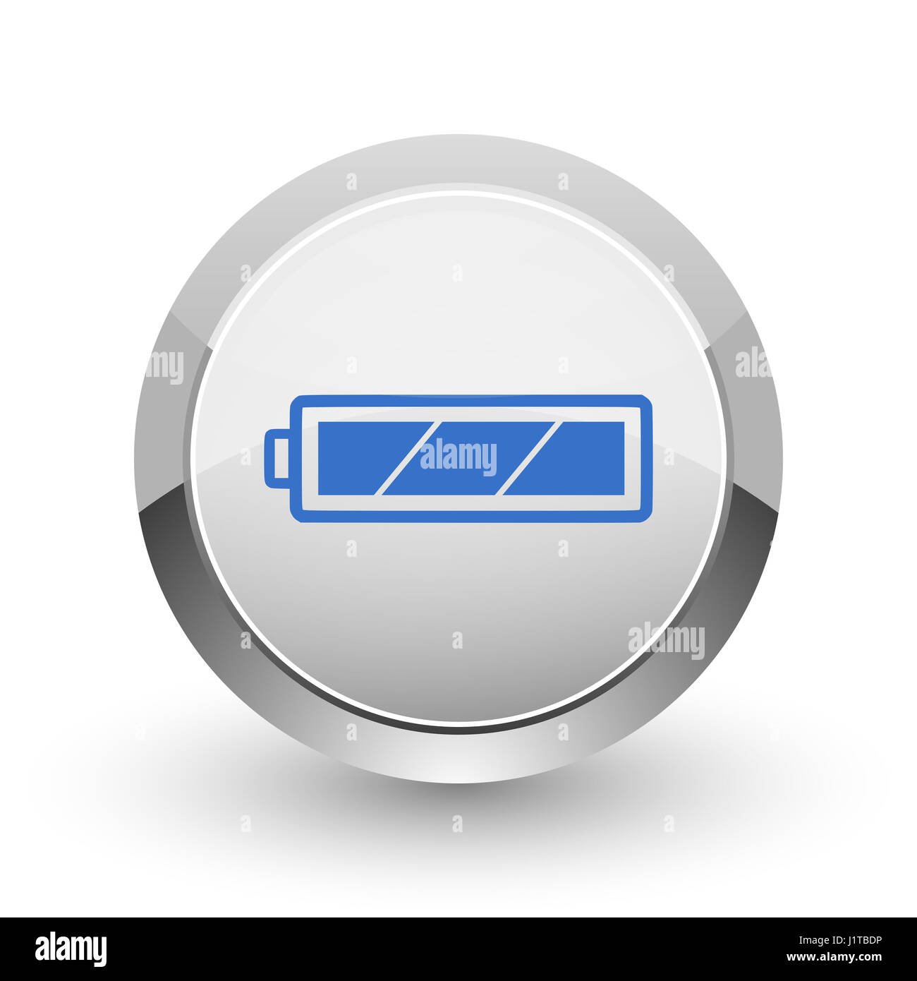 Battery chrome border web and smartphone apps design round glossy icon ...