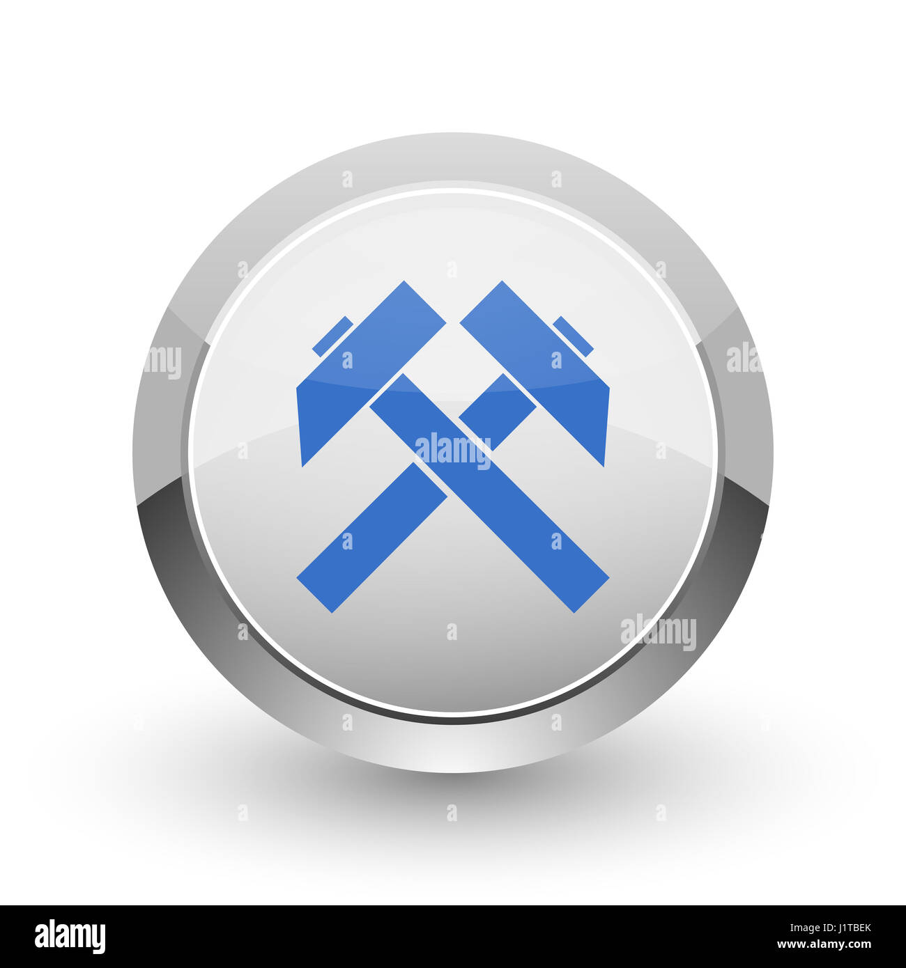 Mining chrome border web and smartphone apps design round glossy icon ...