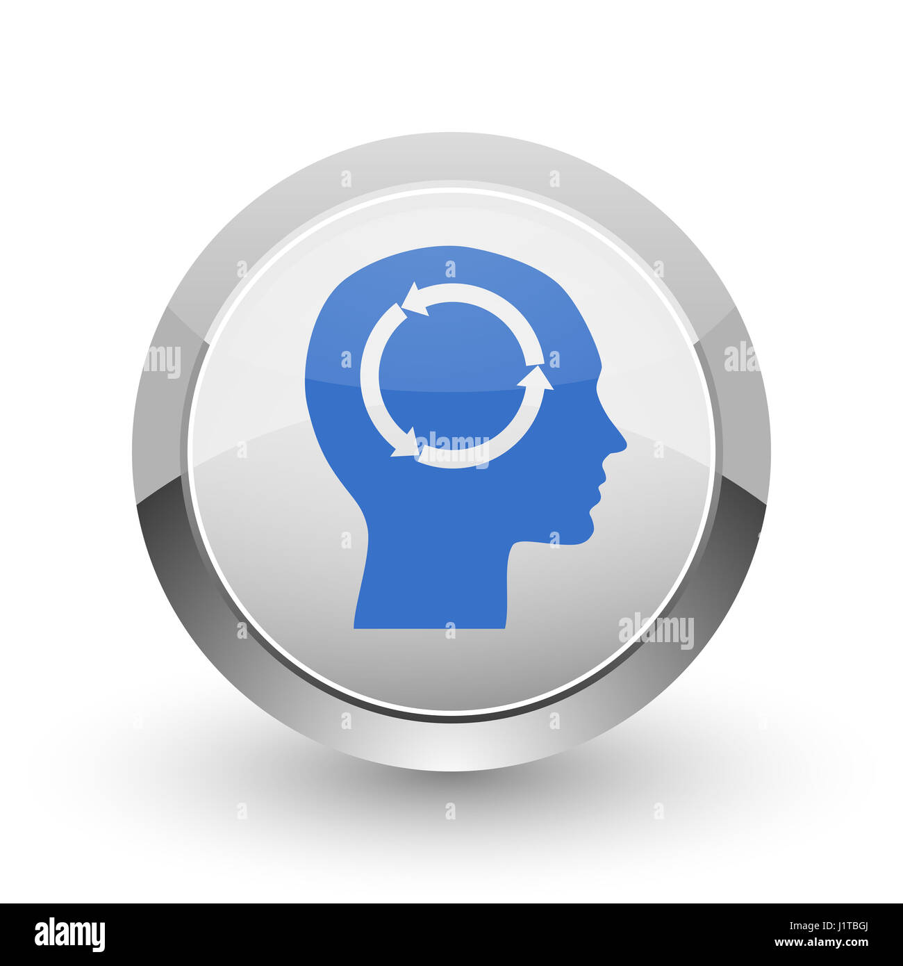 Head chrome border web and smartphone apps design round glossy icon ...