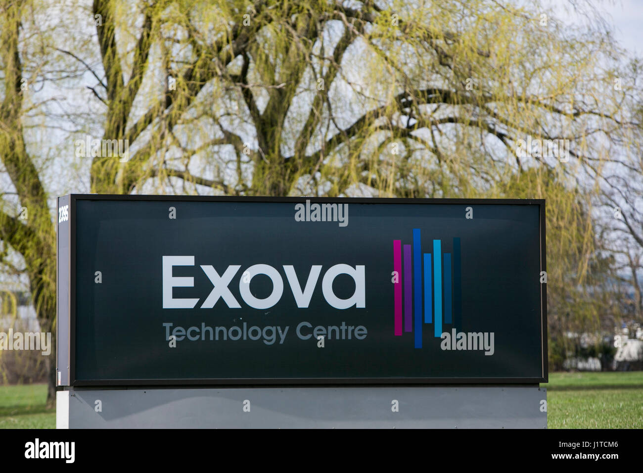 A logo sign outside of facility occupied by the Exova Group in ...