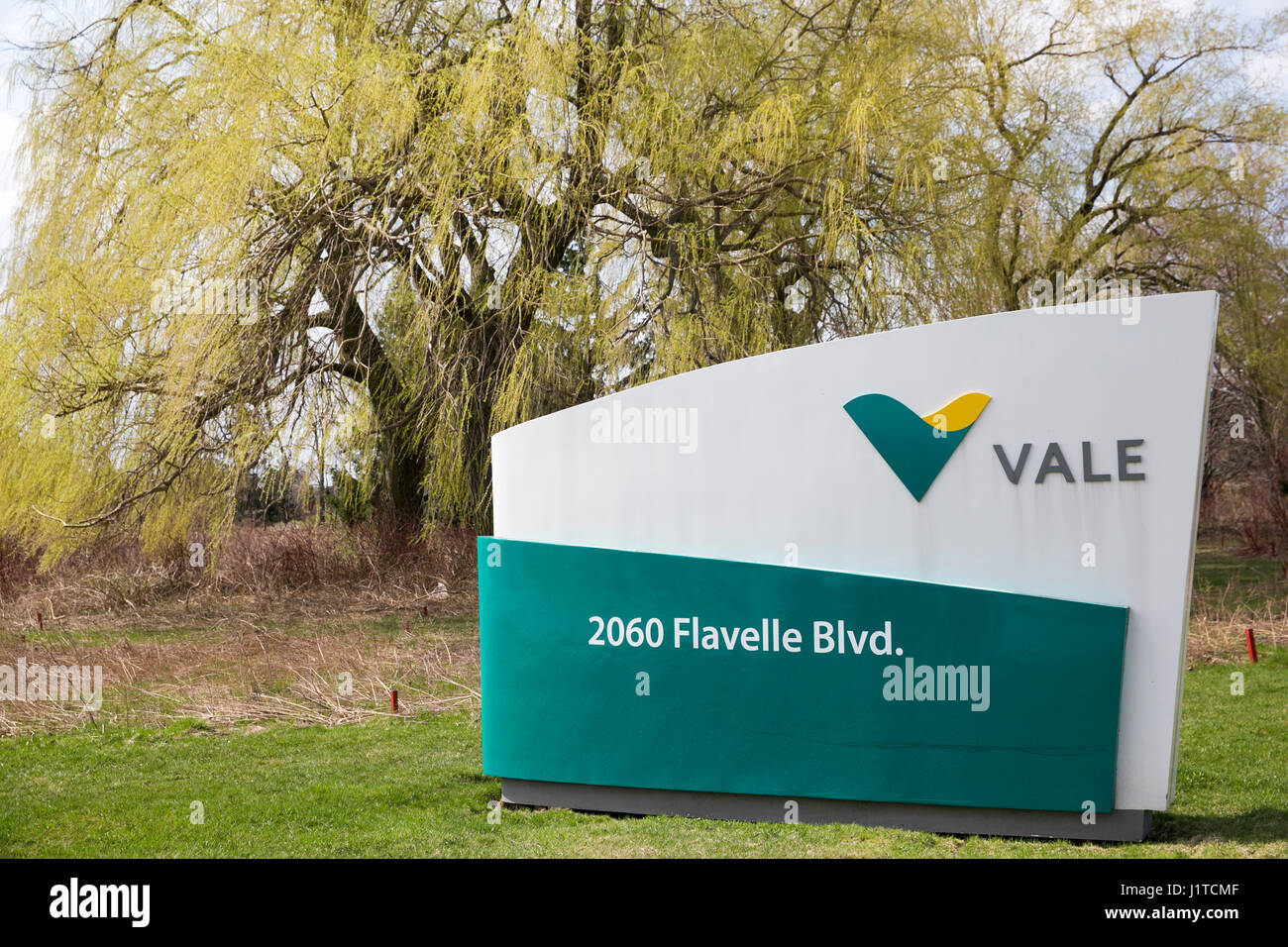 A logo sign outside of facility occupied by Vale in Mississauga ...