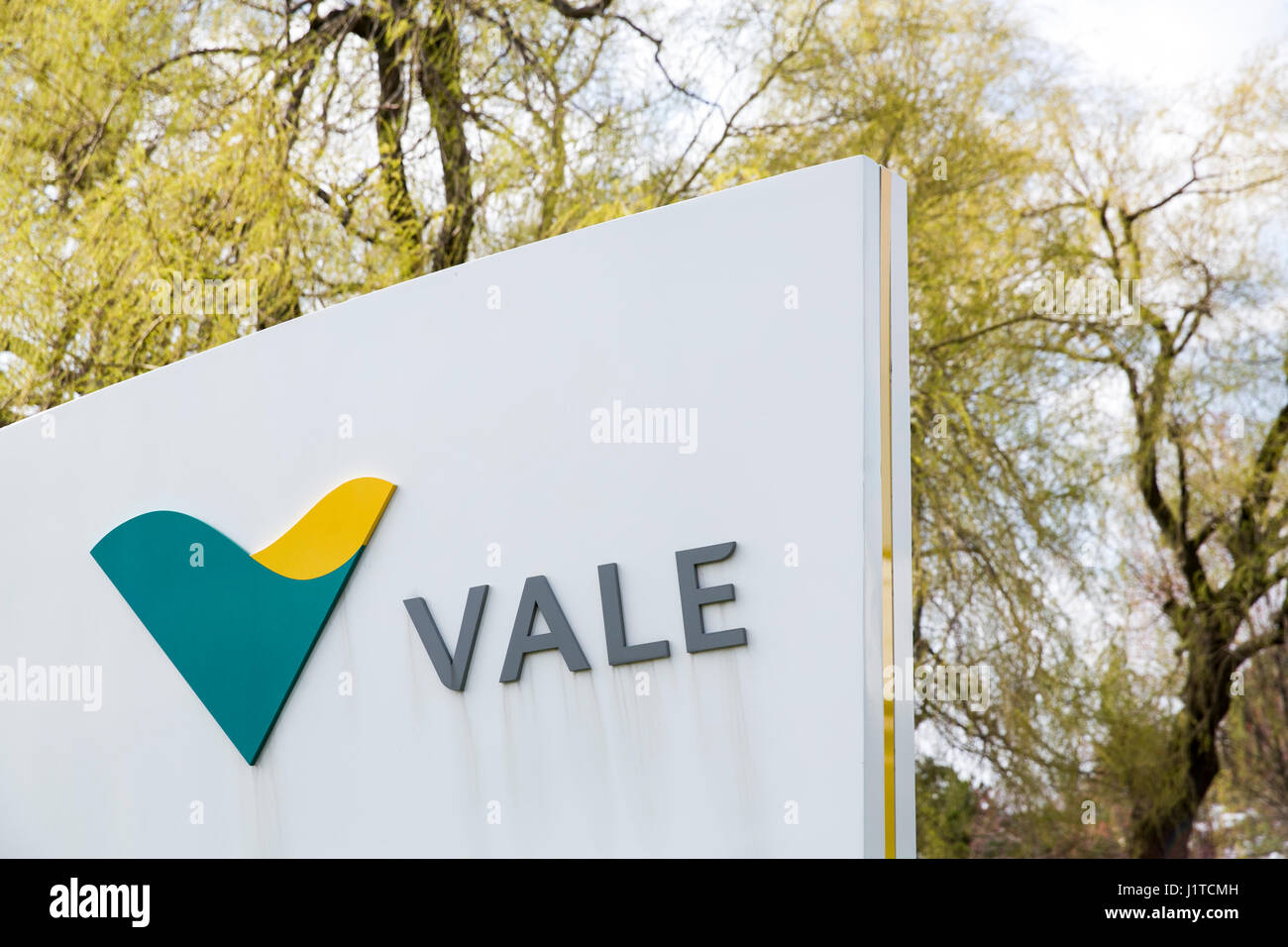 A logo sign outside of facility occupied by Vale in Mississauga ...
