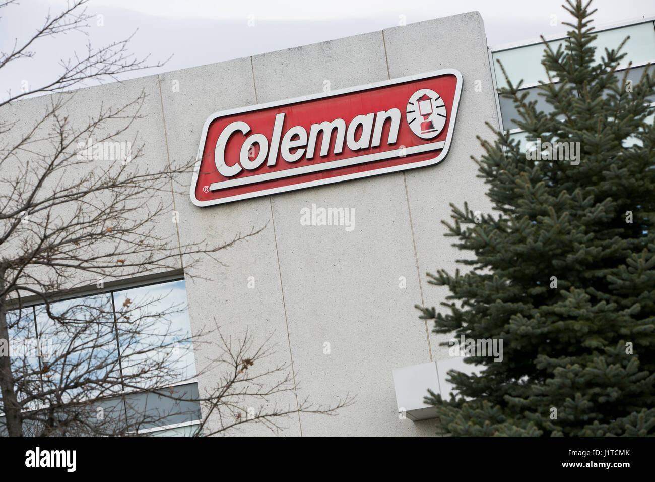 A logo sign outside of facility occupied by the Coleman Company, Inc ...