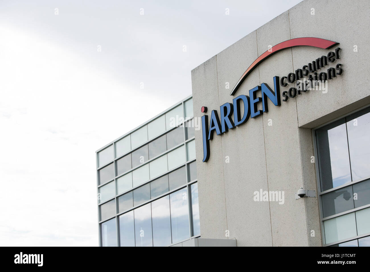 A logo sign outside of facility occupied by Jarden Consumer Solutions ...