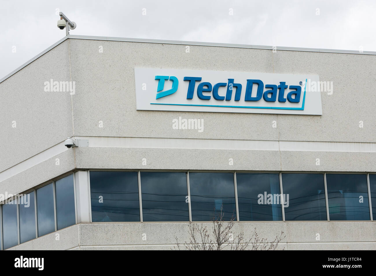A logo sign outside of a facility occupied by the Tech Data Corporation ...