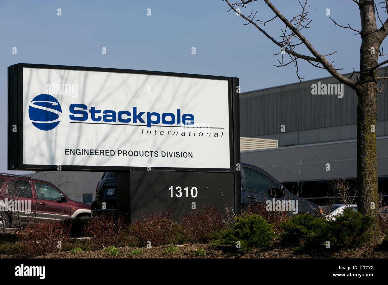 A logo sign outside of the headquarters of Stackpole International in ...