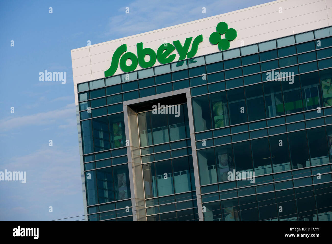 A logo sign outside of the headquarters of Sobeys Inc., in Mississauga ...