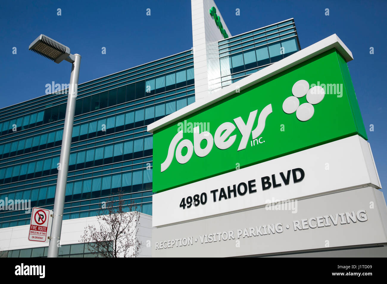 A logo sign outside of the headquarters of Sobeys Inc., in Mississauga ...