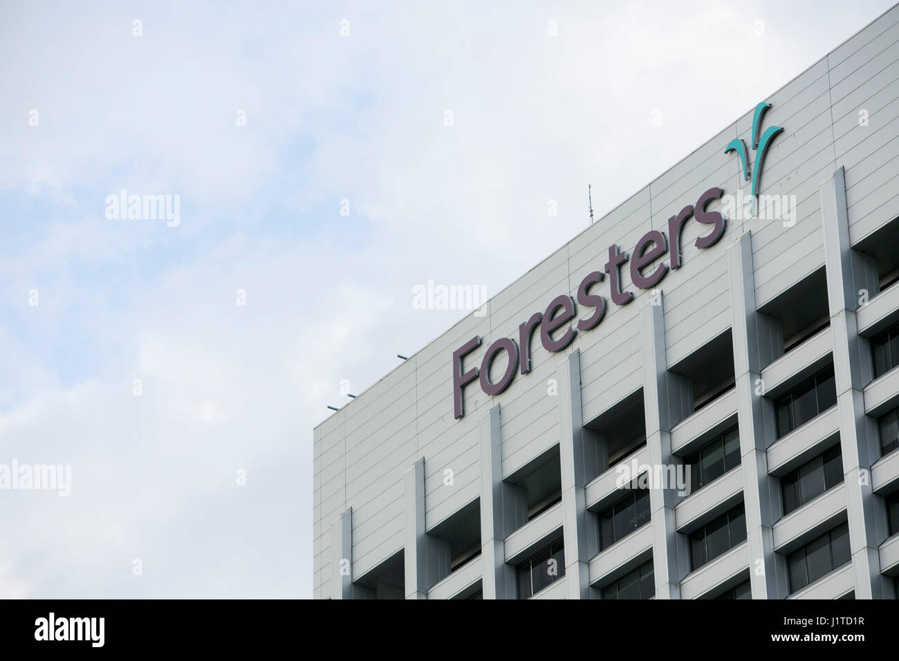 A logo sign outside of the headquarters of Foresters Financial in North ...