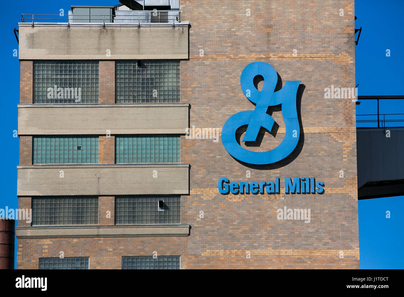A logo sign outside of a facility occupied by General Mills, Inc., in ...