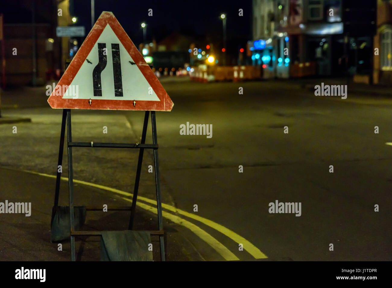 UK Road Services Roadworks Cones and Signs Stock Photo - Alamy
