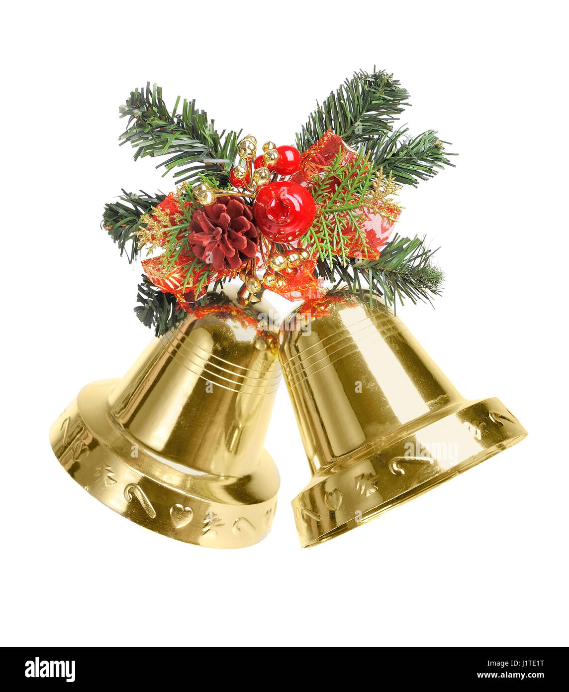 Bells with Christmas decoration isolated on white background Stock ...