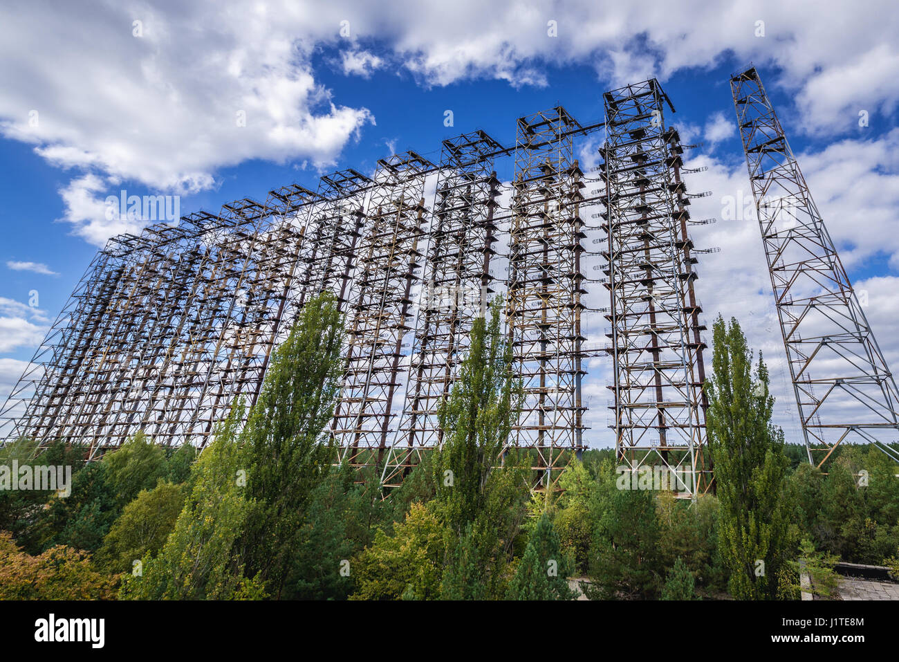 View on Soviet radar system called Duga near Cherobyl town in Chernobyl ...