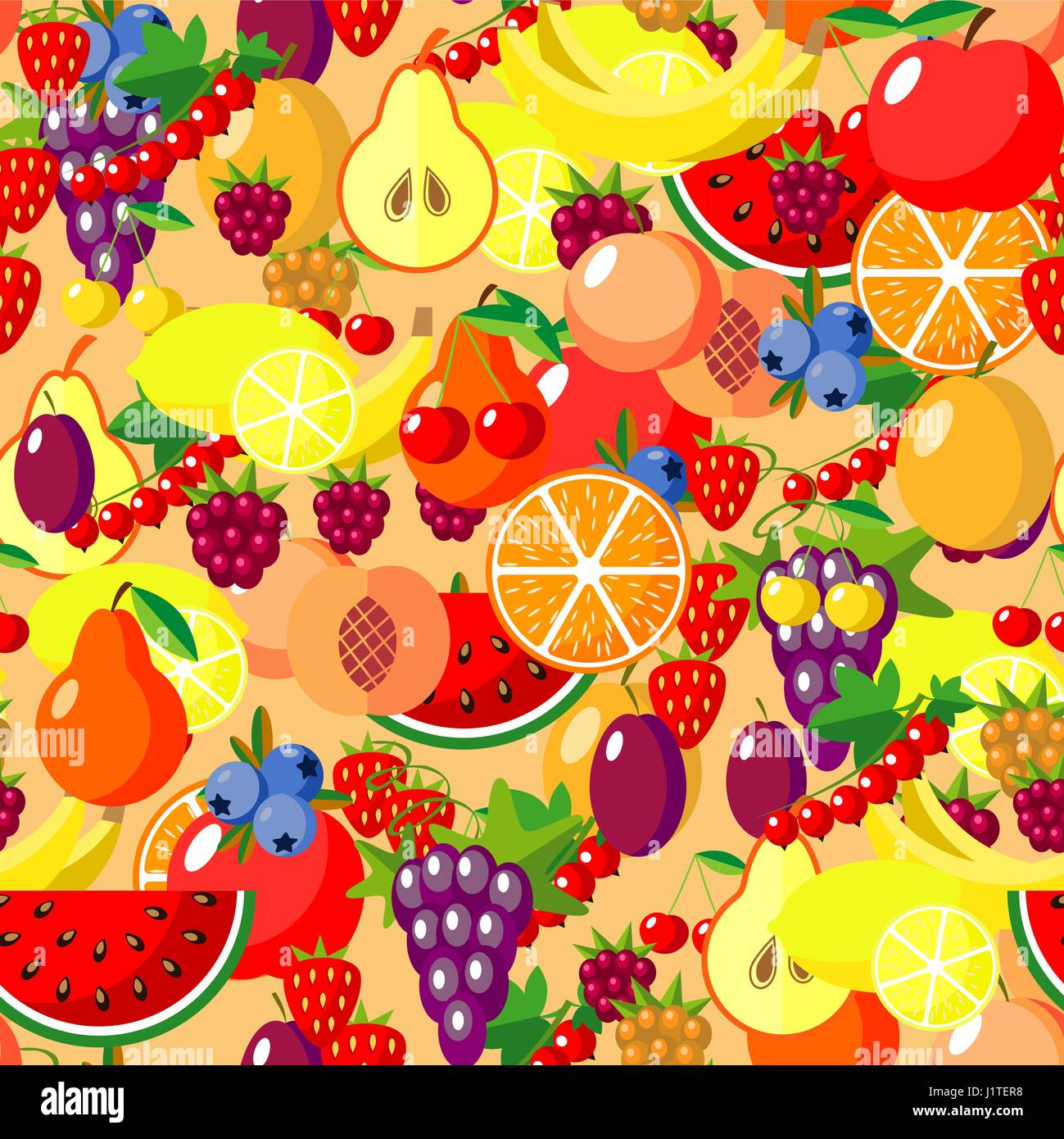 Flat fruits seamless pattern. Vector flat Illustrations of watermelon ...