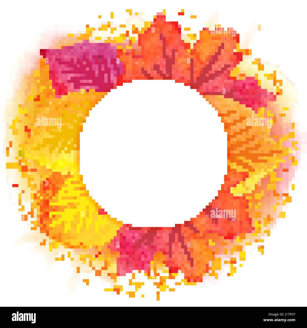 Round border of various autumn leaves isolated on white. Vector Stock ...