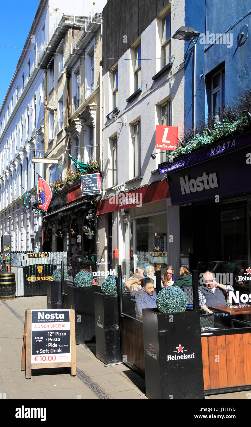 People sitting oustide Nosta cafe, City of Cork, County Cork, Ireland ...