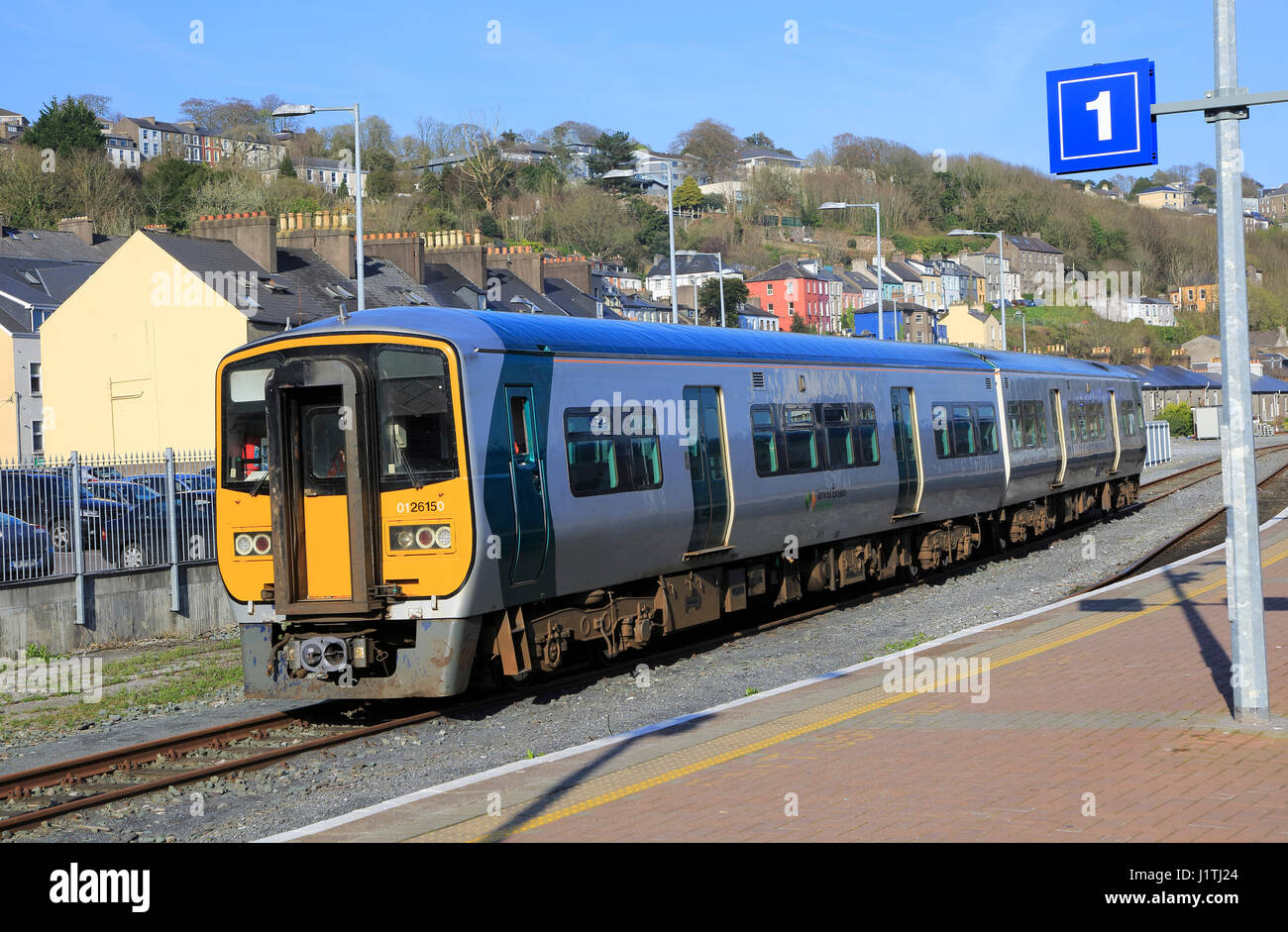 Local train at railway station, Cork, County Cork, Ireland, Irish ...