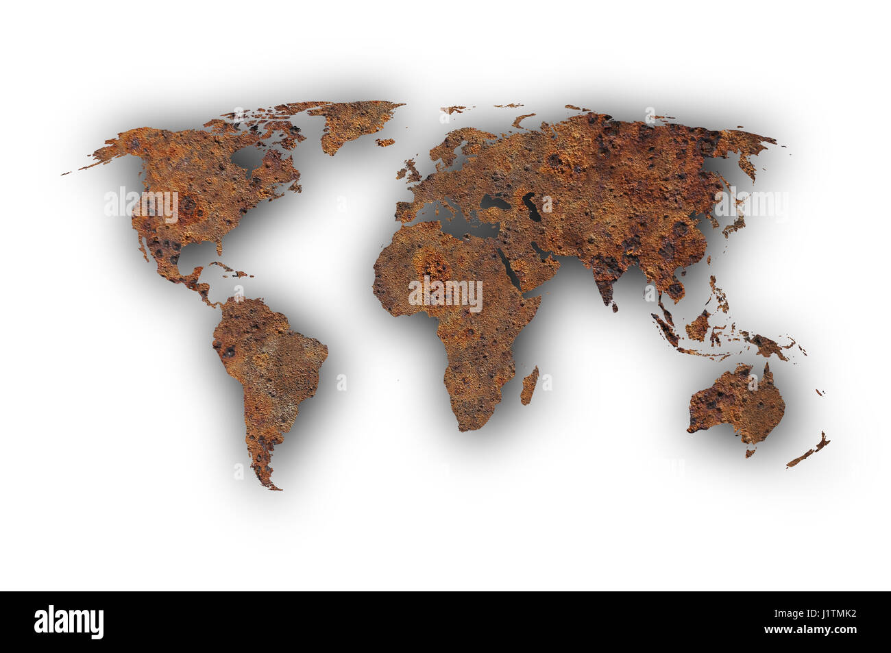 Map of the world on rusty metal Stock Photo - Alamy