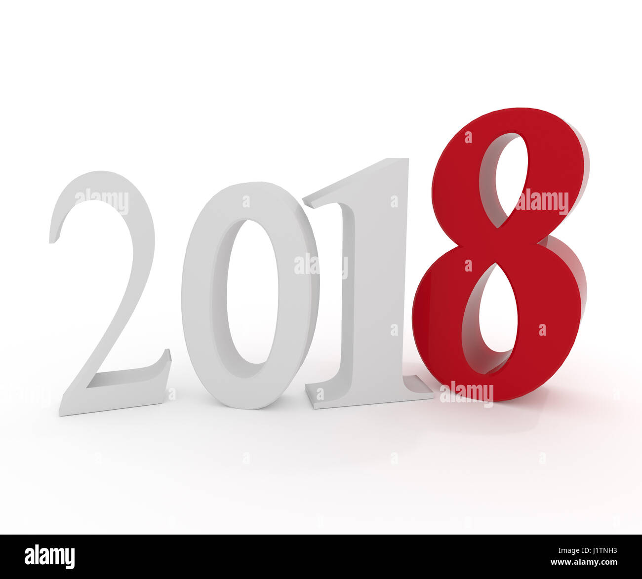 Number 2018 with a red number 8, New Year concept, 3d rendering Stock ...