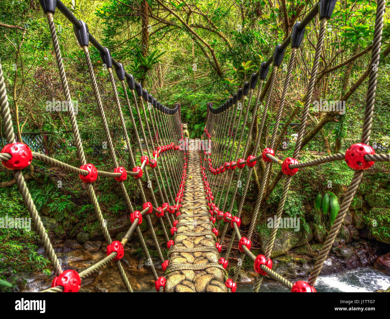 Rope bridge over a river in the Moakong hills Stock Photo - Alamy