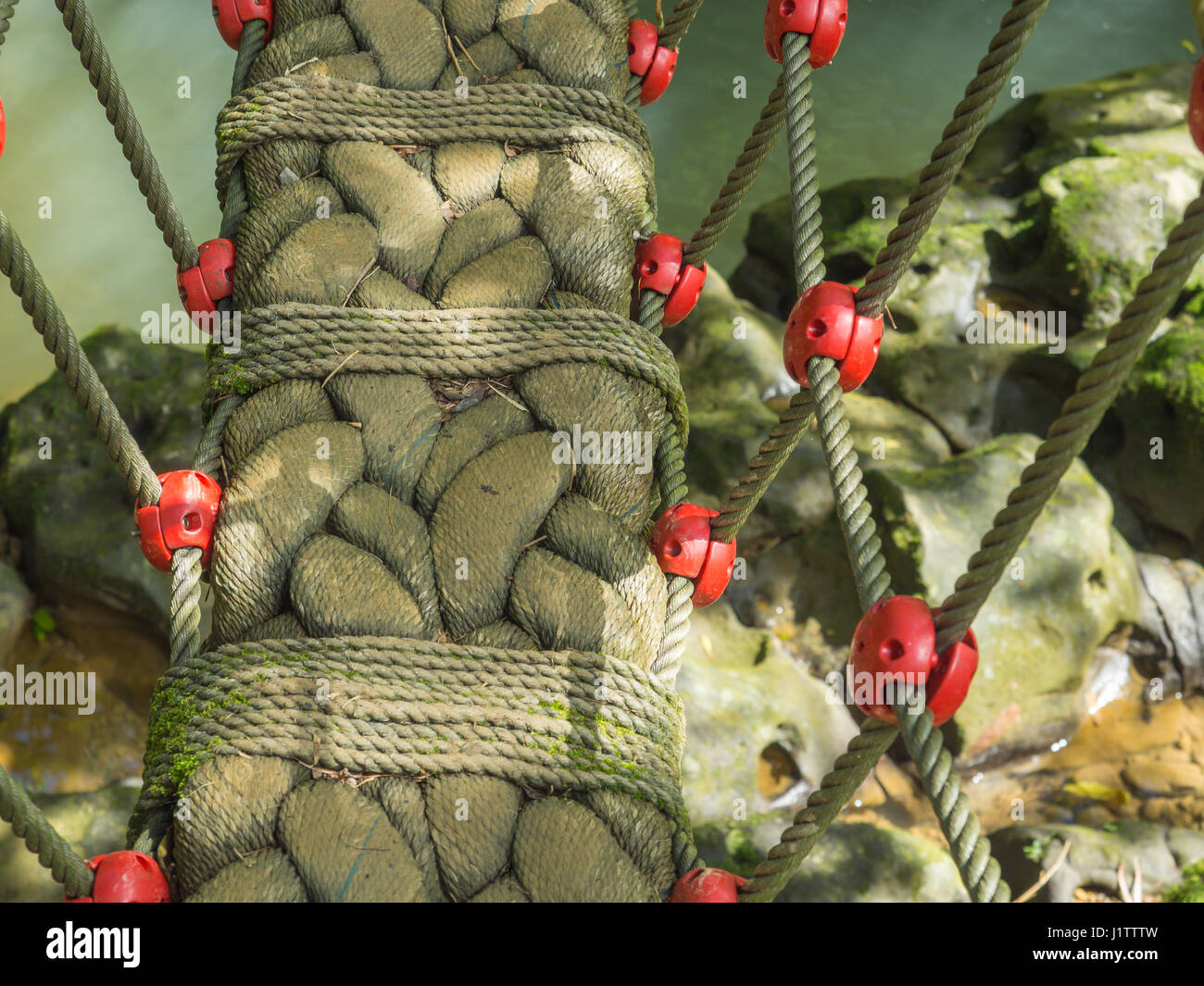 Rope bridge over a river in the Moakong hills Stock Photo - Alamy