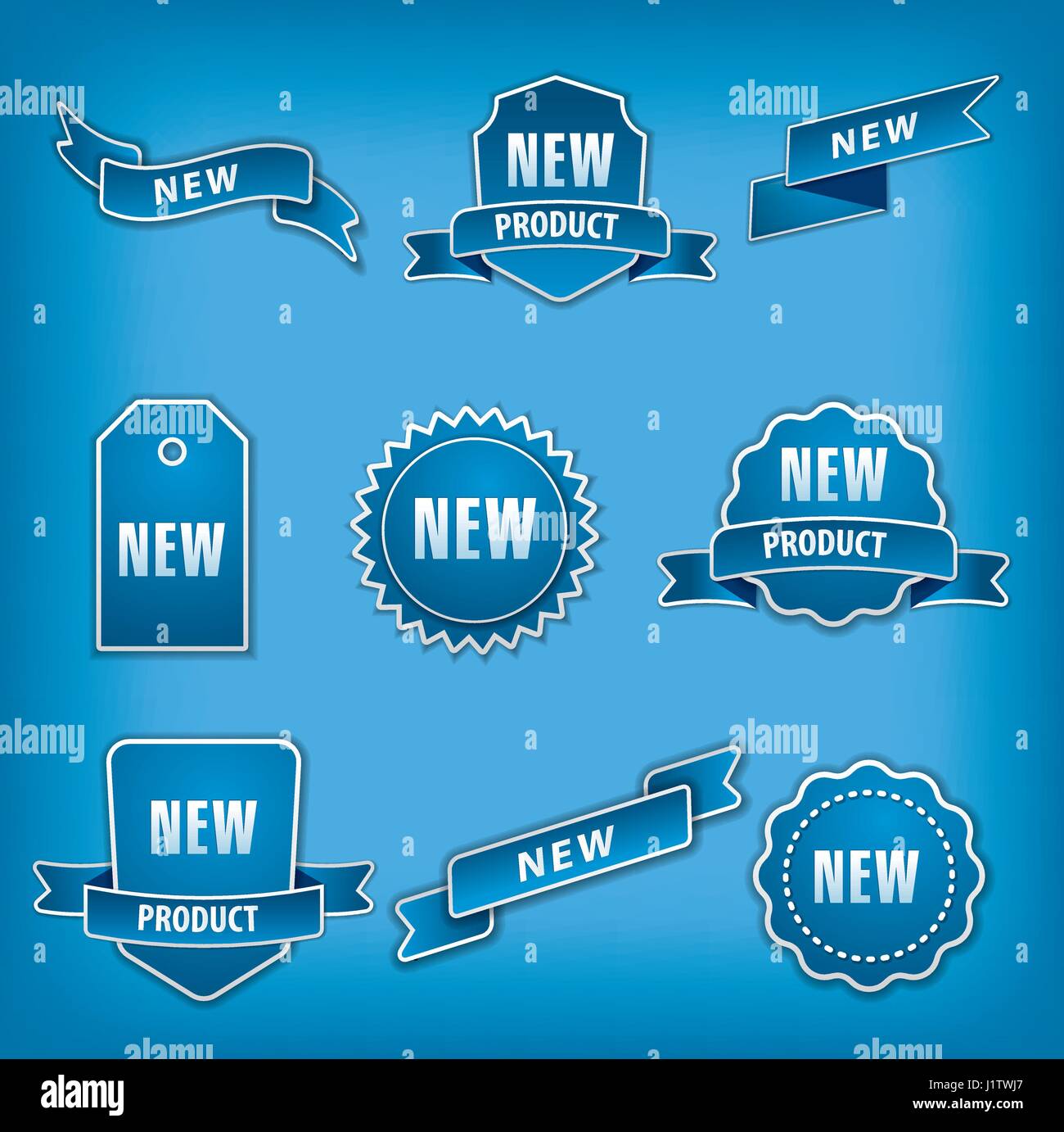 illustration of blue advertising banners, tags and labels Stock Vector ...