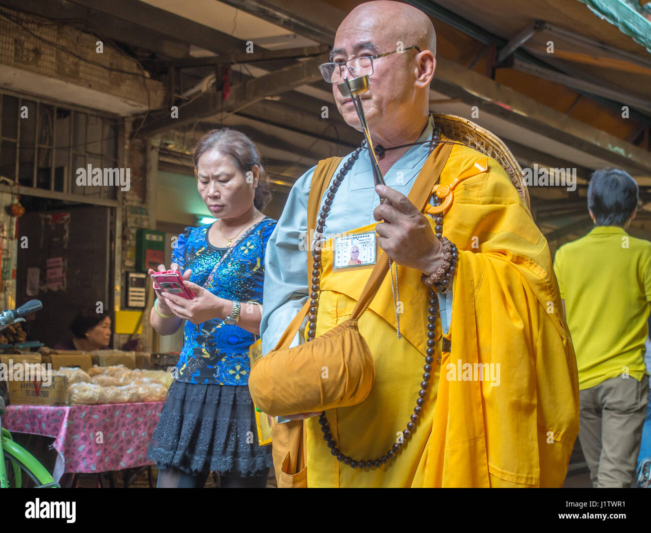 New Taipei City,Taiwan - October 04, 2016: Buddhist monks praying and ...