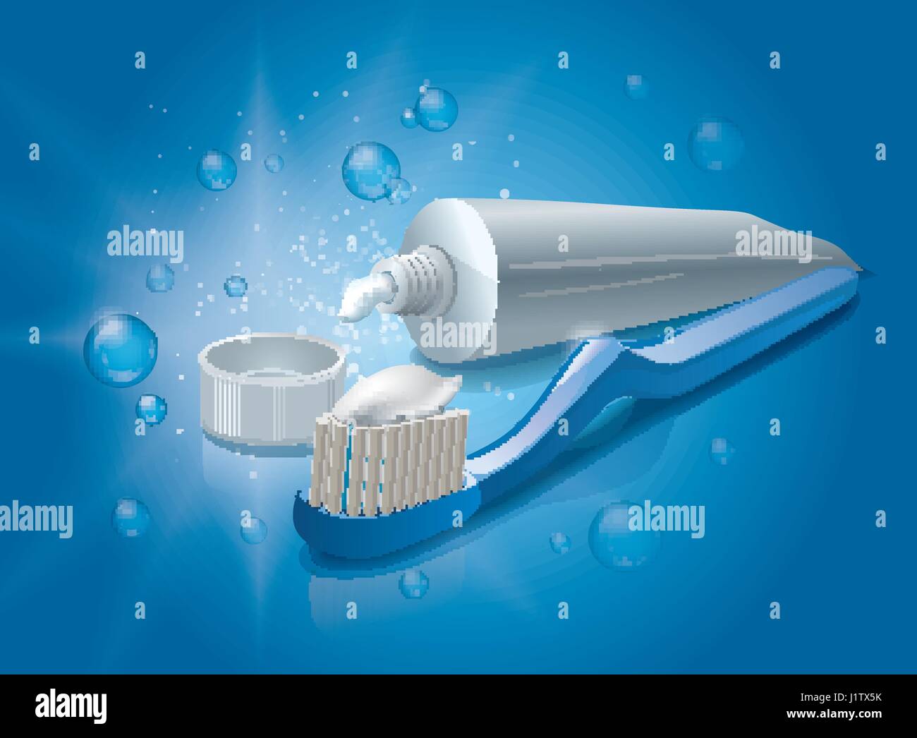 illustration of toothpaste tube and toothbrush advertising mockup Stock ...