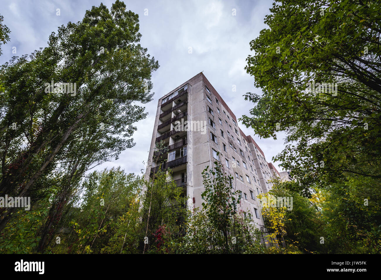 Block of flats in Pripyat ghost city of Chernobyl Nuclear Power Plant ...