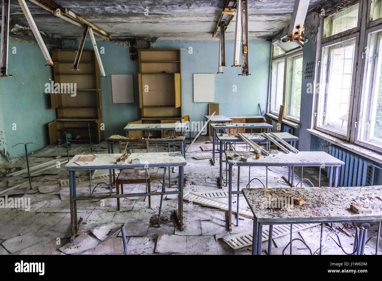 Classroom in High school No 3 in Pripyat ghost city of Chernobyl ...