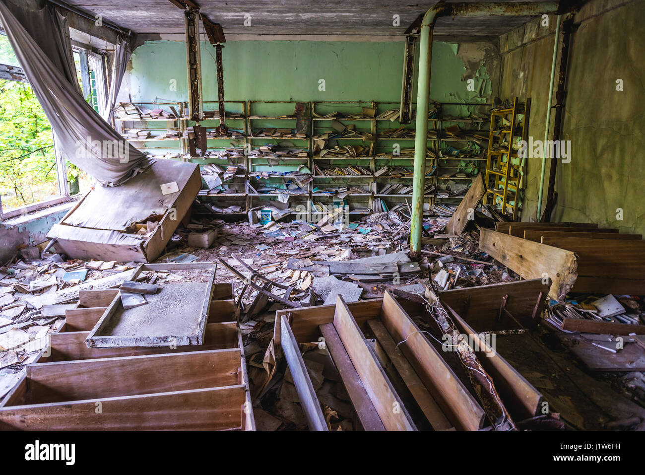 Library of High school No 2 in Pripyat ghost city of Chernobyl Nuclear ...