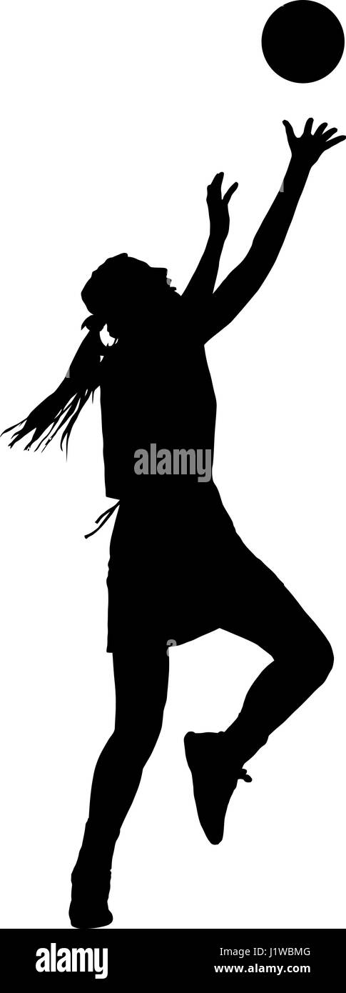 Illustration netball player silhouette jumping hi-res stock photography ...