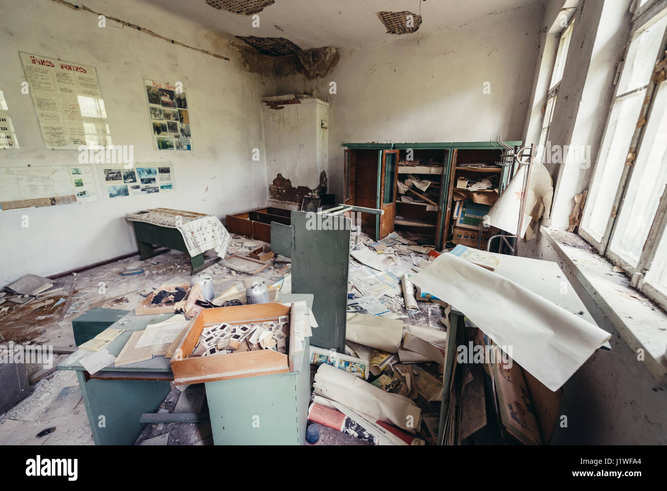 Classroom in old secondary school in Mashevo abandoned village of ...