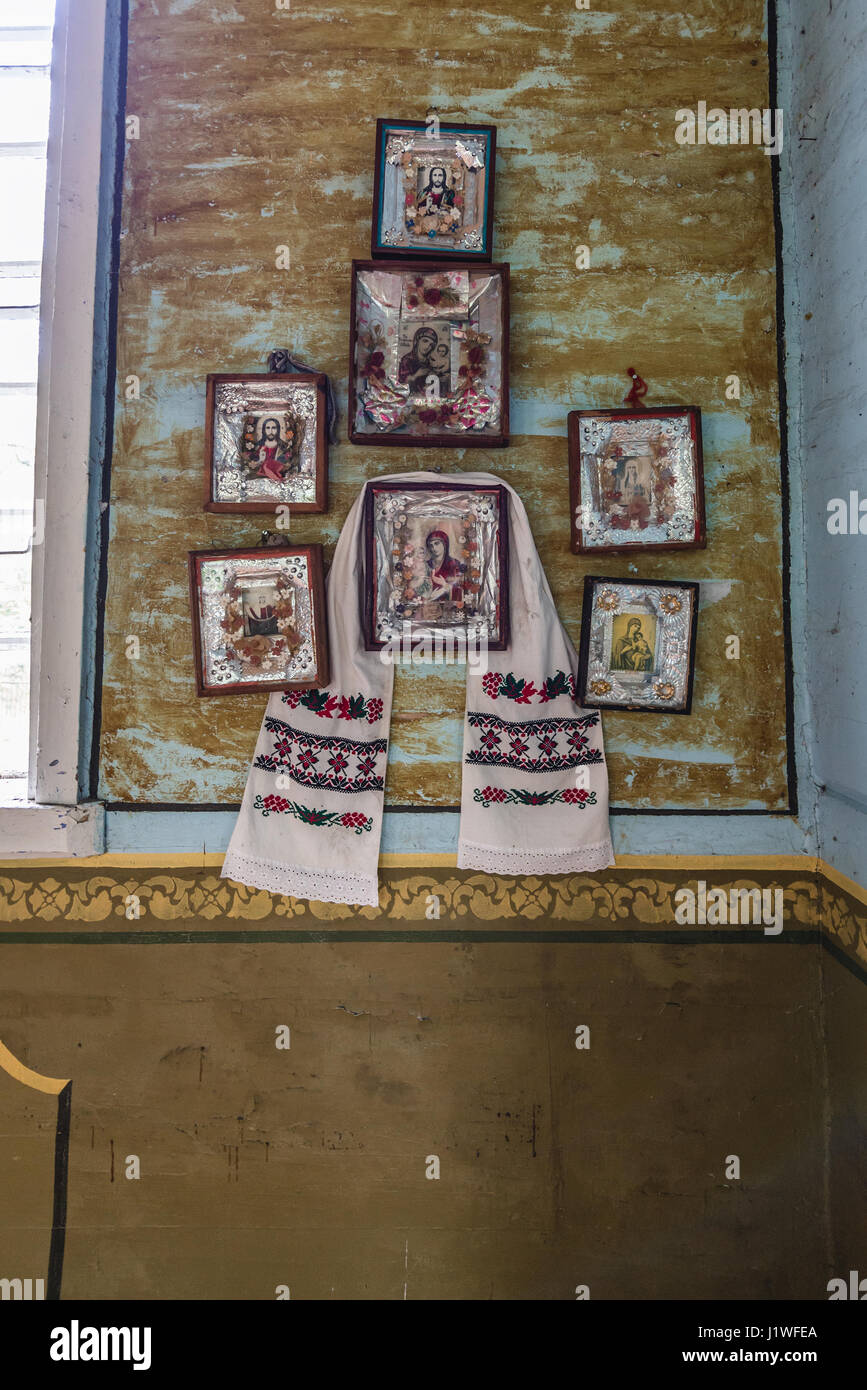 Icons in old Orthodox church of Saint Michael in Krasne abandoned ...