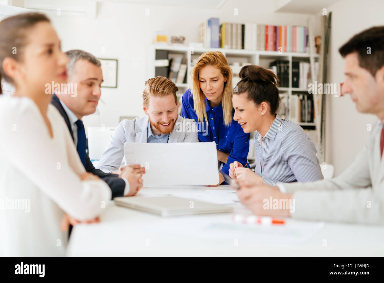 Business people discussing future plans in modern office Stock Photo ...