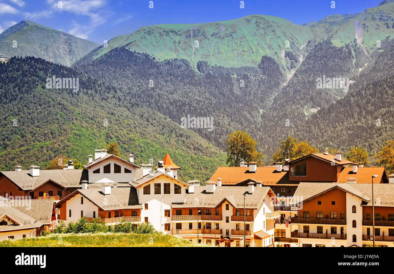 Mountain resort: beautiful multi-storey building, the comfortable hotel ...