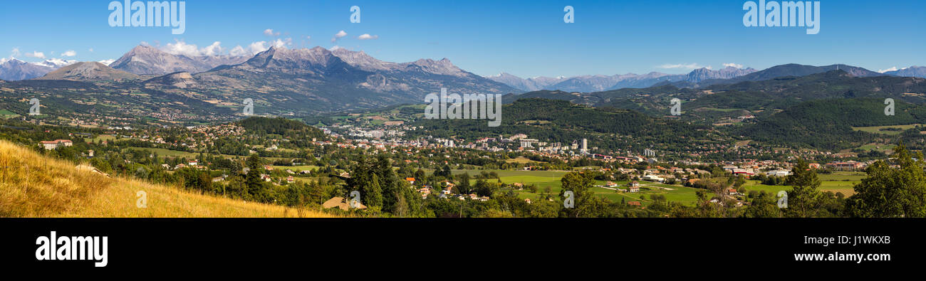 Panoramic summer view of the city of Gap in the Hautes Alpes with ...