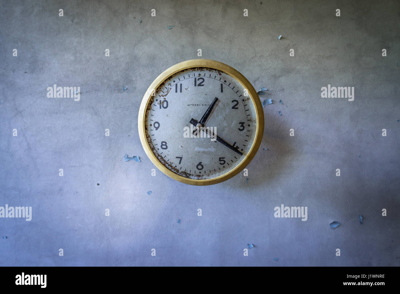 Old clock in abandoned Jupiter Factory in Pripyat ghost town of ...