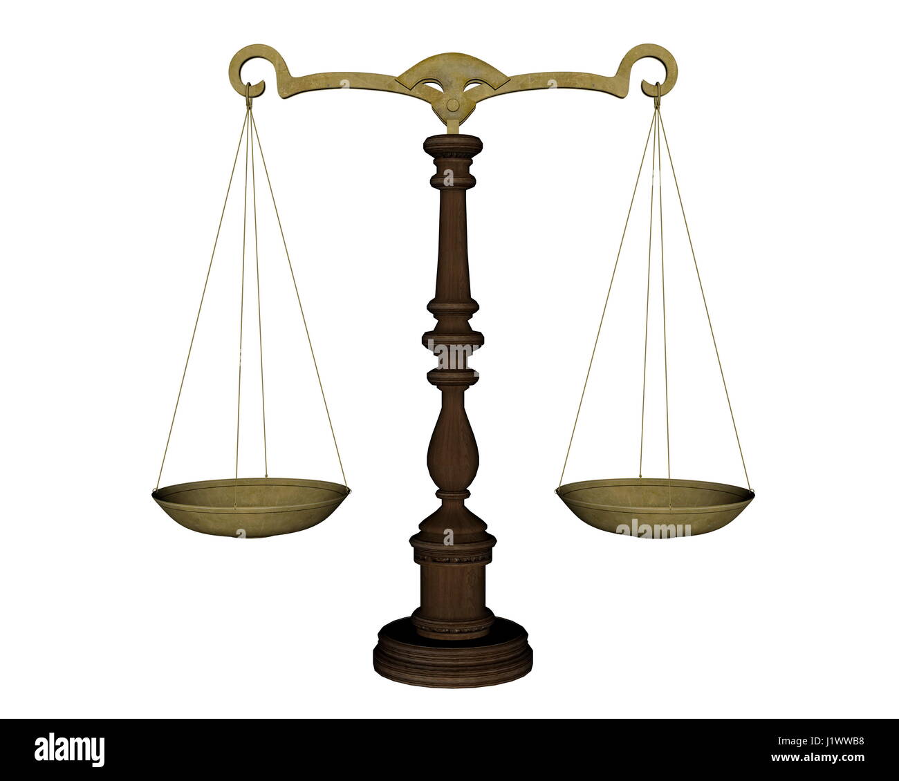 Ancient justice balance isolated in white background - 3D render Stock ...
