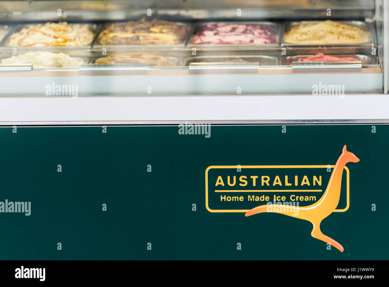 Logo on Australian Home Made Ice Cream shop Stock Photo - Alamy