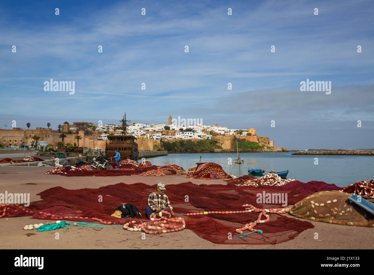Sale, Morocco - March 06, 2017: View of Medina in Rabat from the harbor ...