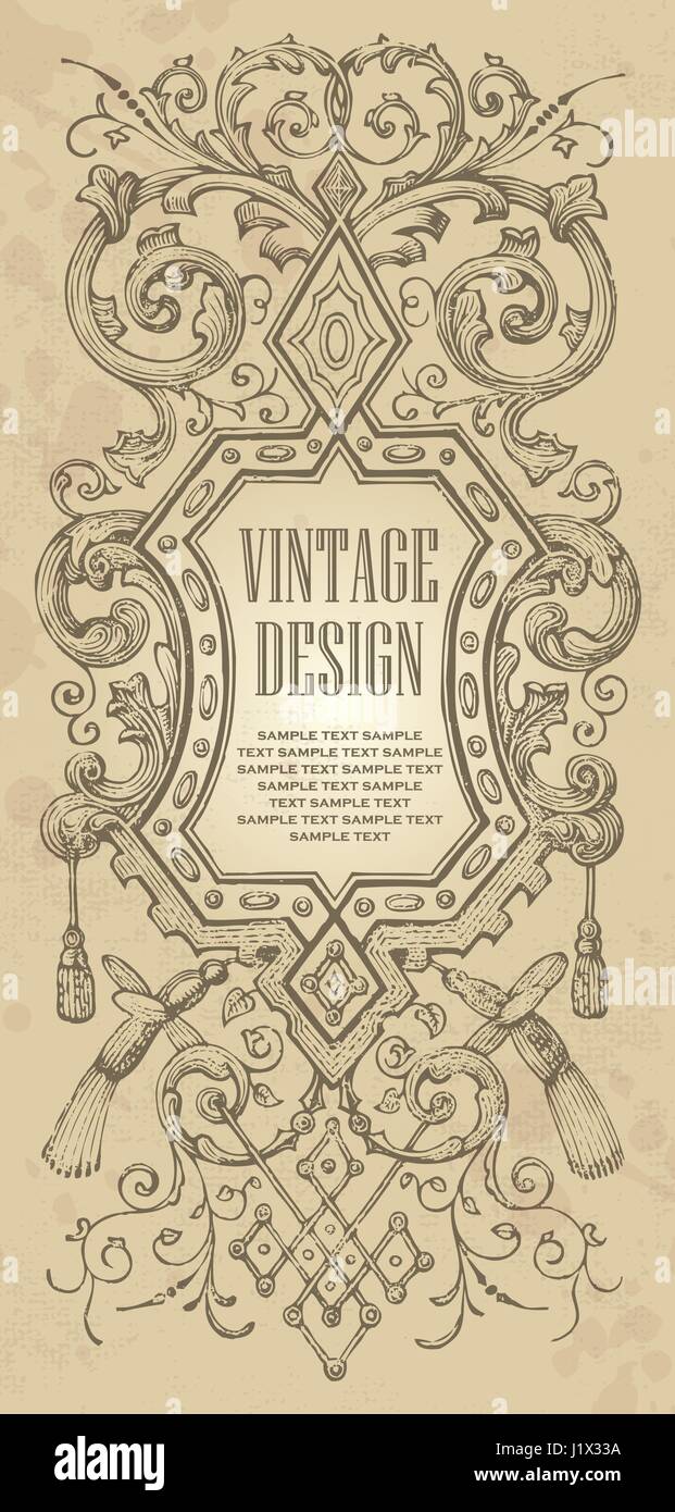 Vintage design with antique frame engraving (vector Stock Vector Image ...