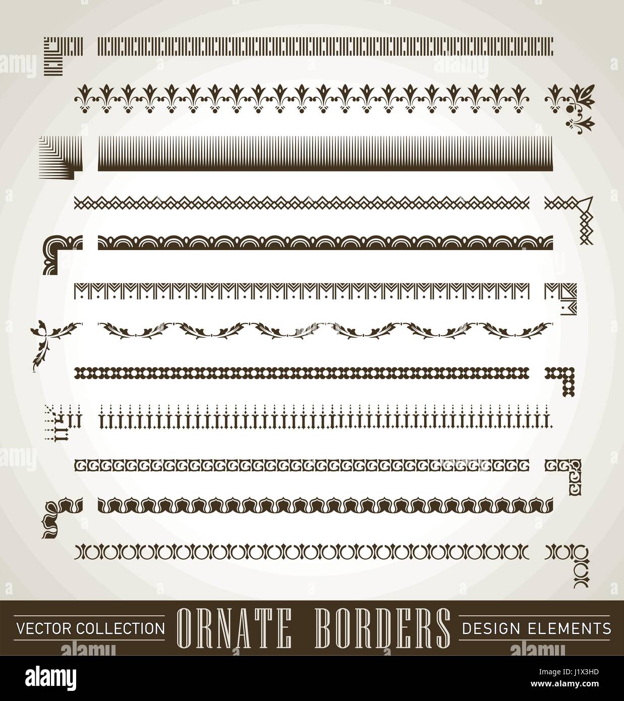 set of antique frames and borders, vintage design elements, vector ...