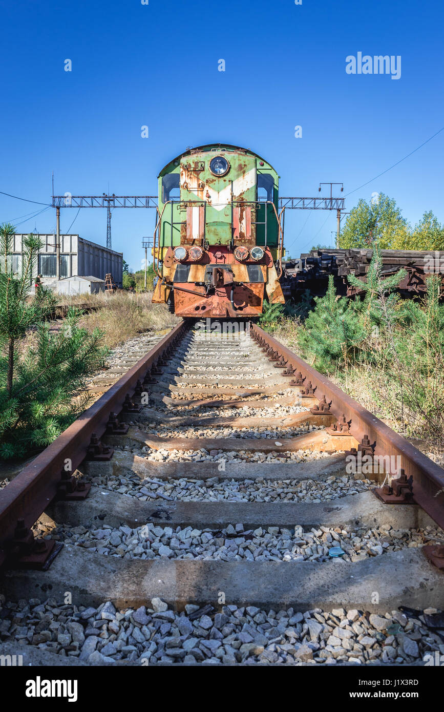 Old locomotive on Yaniv railway station, Chernobyl Nuclear Power Plant ...