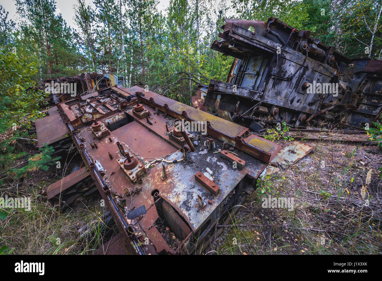 Abandoned engines near Prypiat city and Yaniv railway station in ...