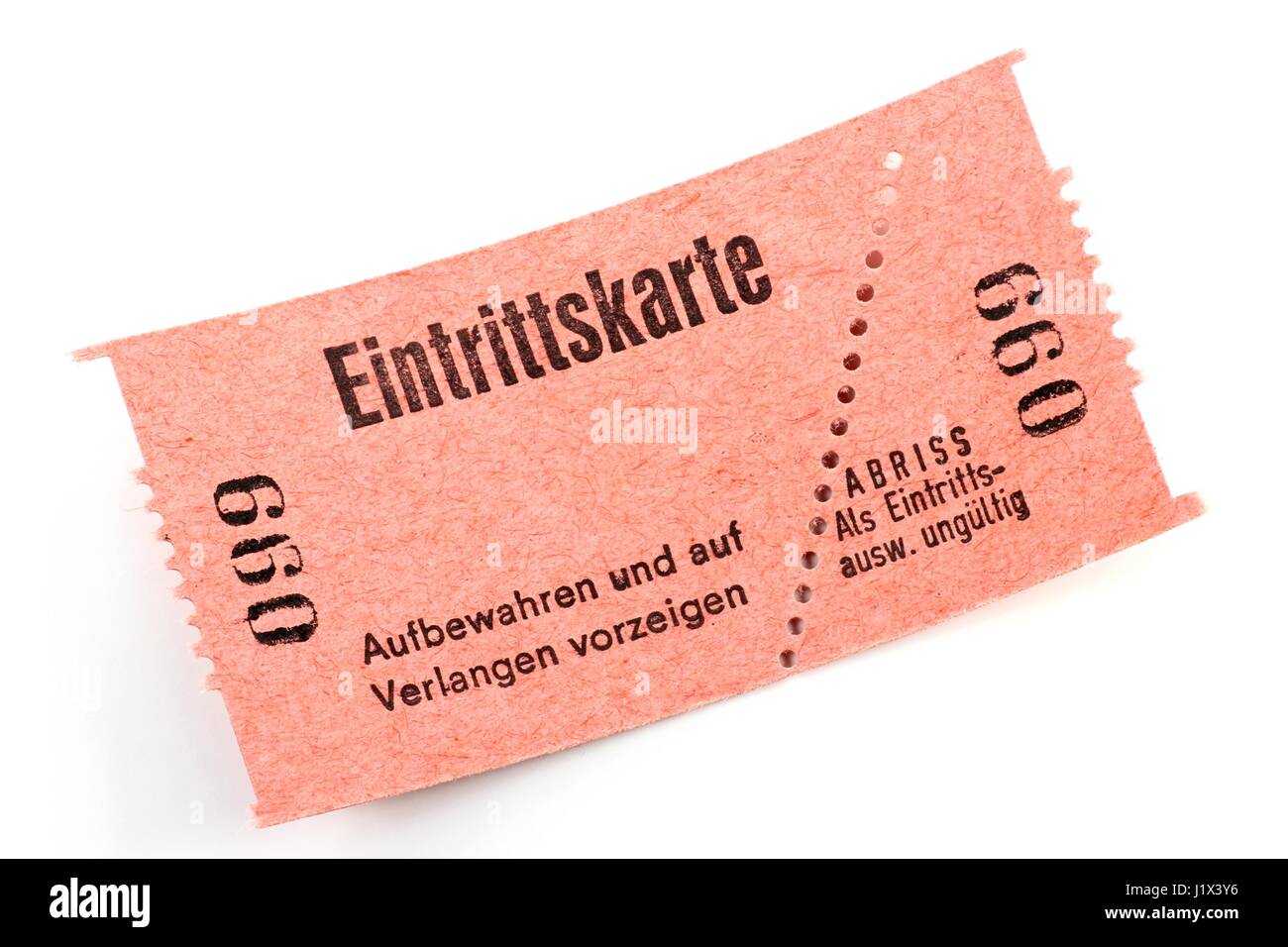 German admission ticket isolated on white background Stock Photo - Alamy